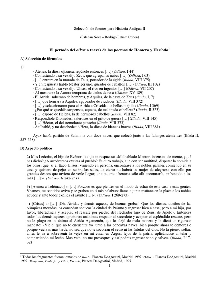 Análisis del oikos en Homero y Hesíodo | PDF | Ilíada | Tirano