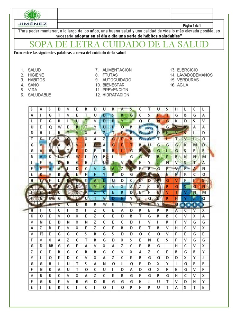 Sopa de Letras Cuidado de La Salud | PDF