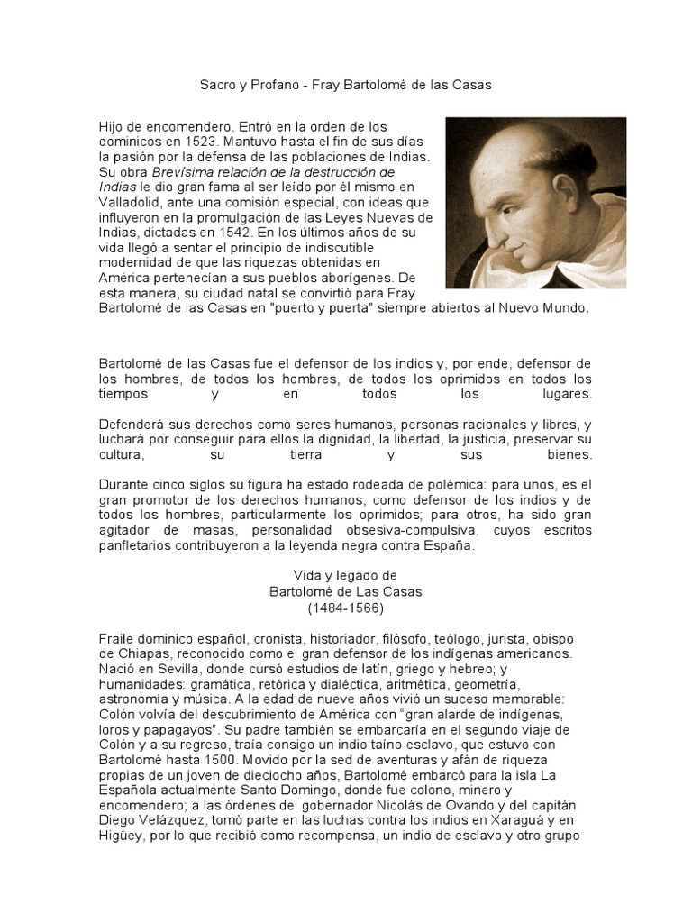 Bartolome de Las Casa | PDF | Nueva españa | Colonización española de ...