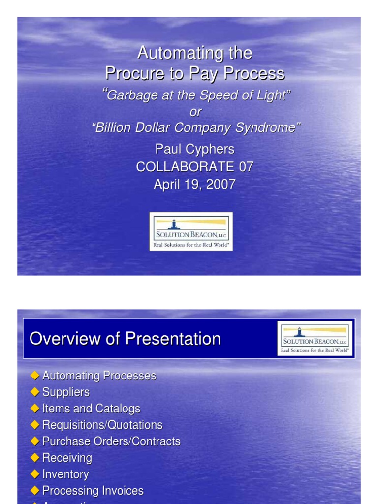 Automating The Procure To Pay Process | PDF | Procurement | Accounts ...