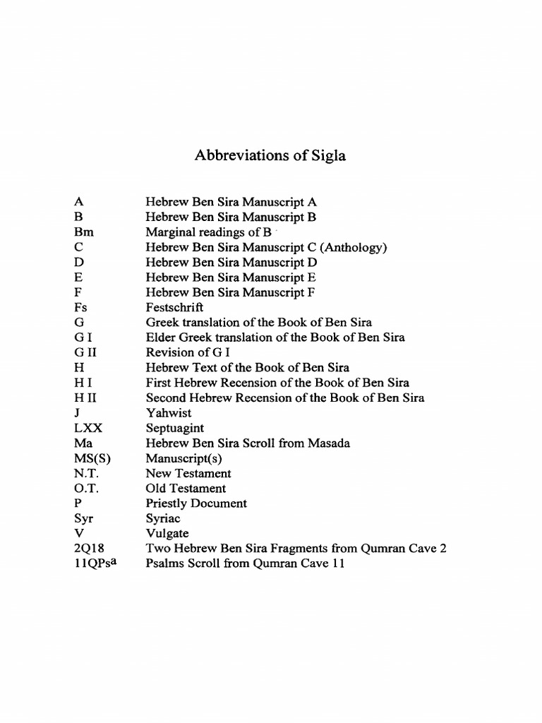 Abbreviations of Sigla | PDF