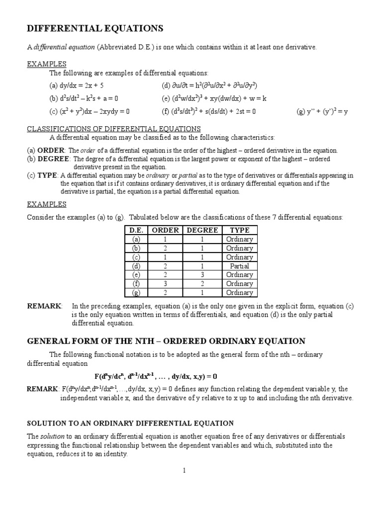 Differential Equations | PDF | Ordinary Differential Equation | Equations