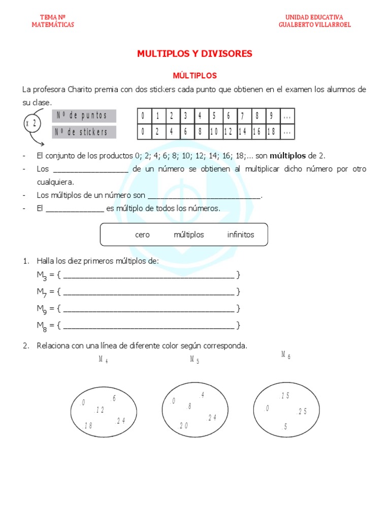 Ejercicios de Múltiplos y Divisores | PDF | Matemáticas