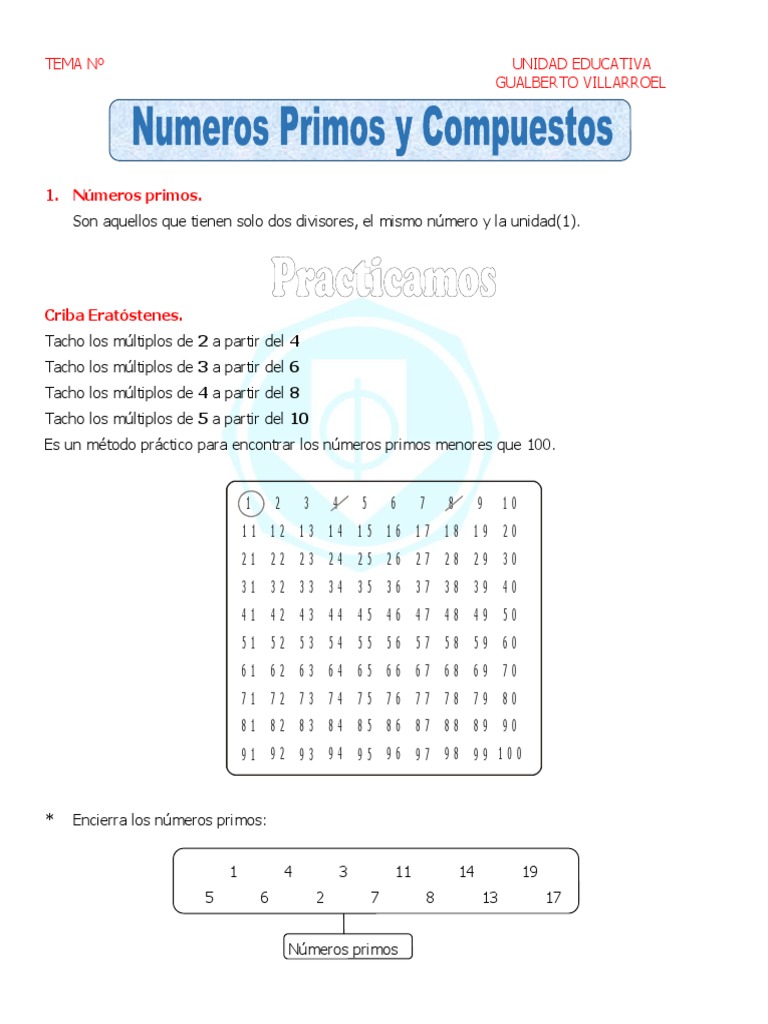 Números Primos y Compuestos | PDF