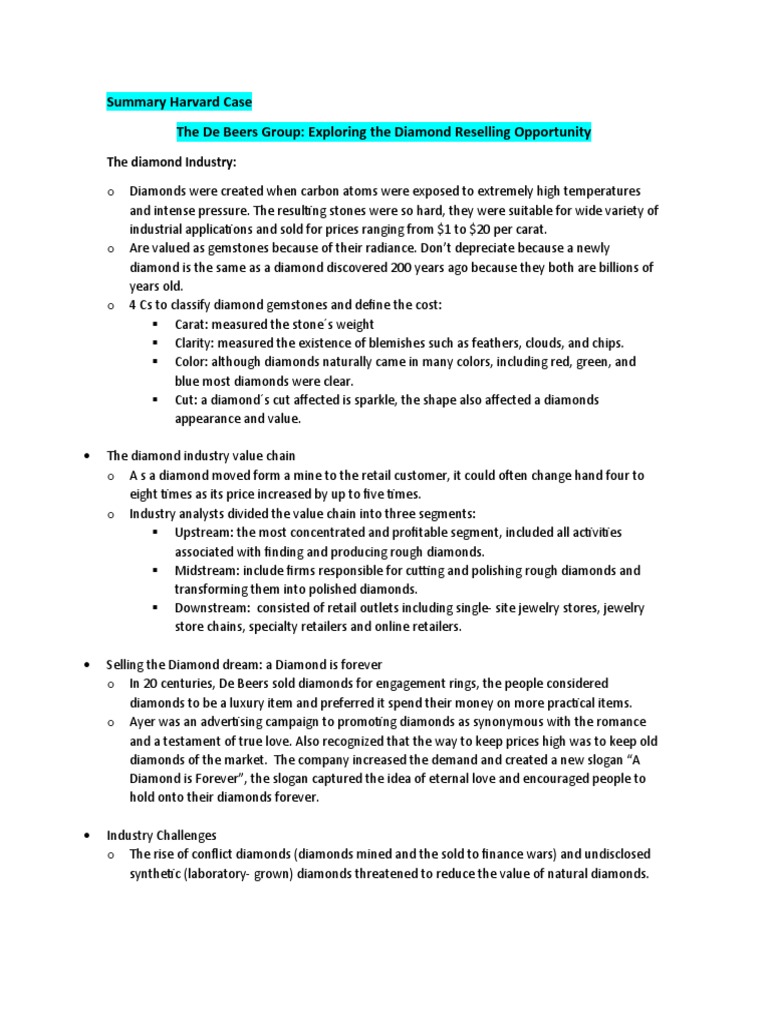 Summary Case | PDF | Diamond | Sales
