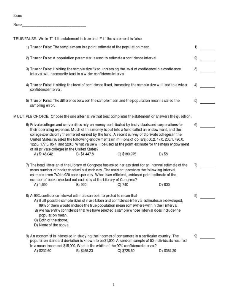 TRUE/FALSE. Write 'T' If The Statement Is True and 'F' If The Statement Is False | PDF ...