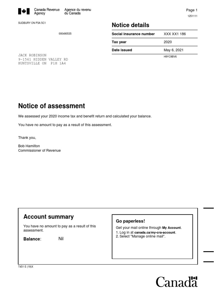 Notice of Assessment 2021 04 30 07 31 55 748105 | PDF | Taxes | Pension