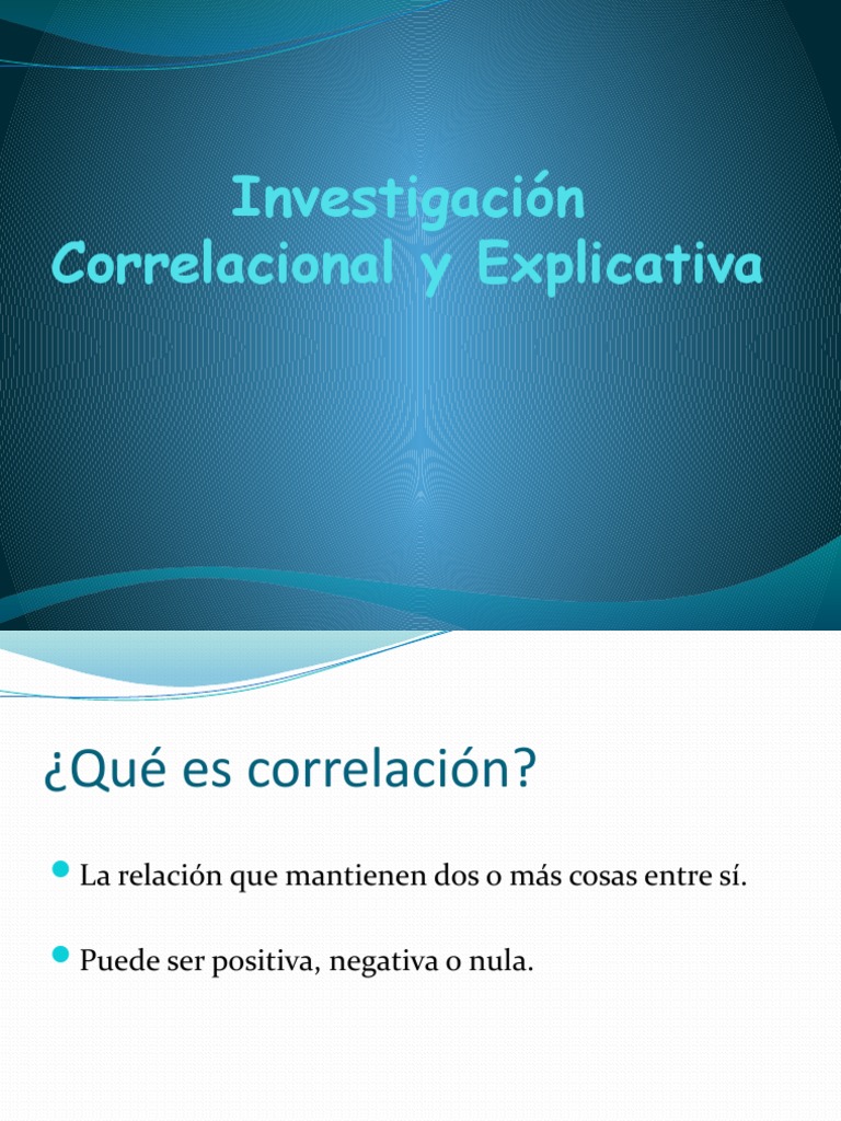 Investigación Correlacional y Explicativa | PDF | Estadísticas ...