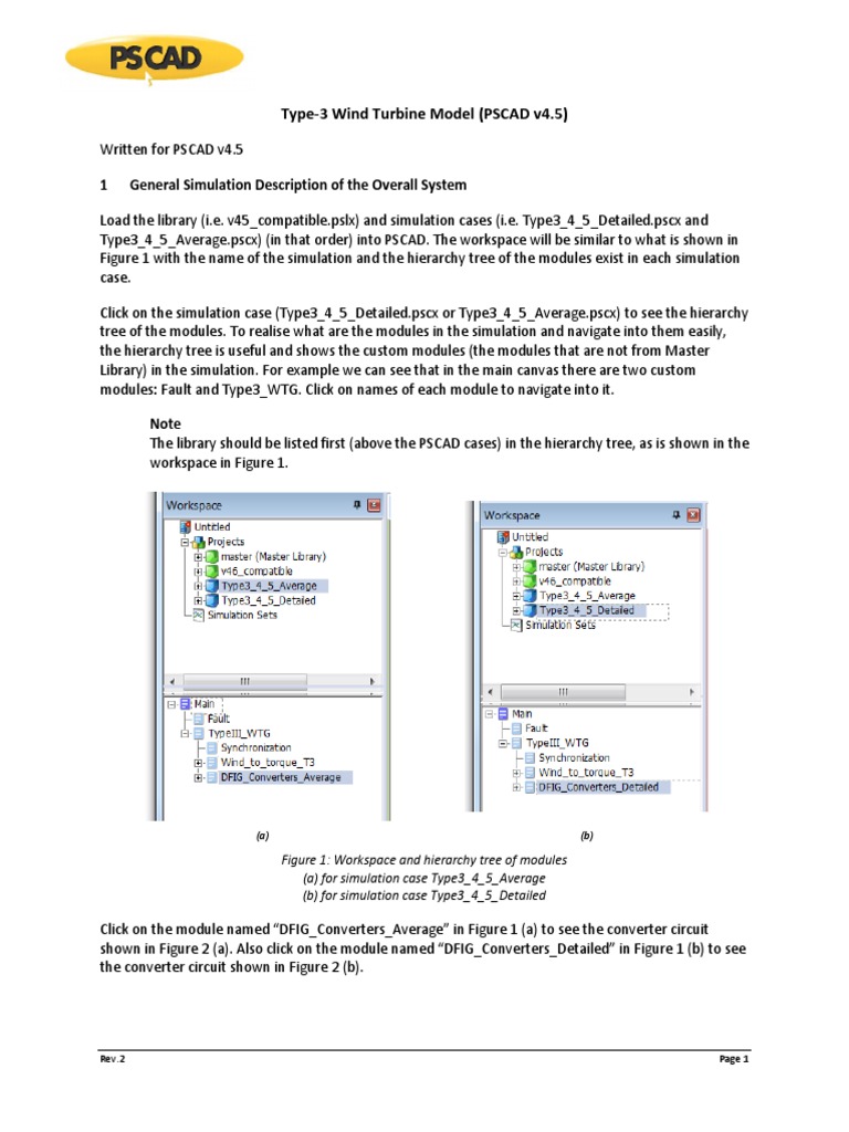 Type-3 Wind Turbine Model (PSCAD v4.5) : 1 General Simulation ...