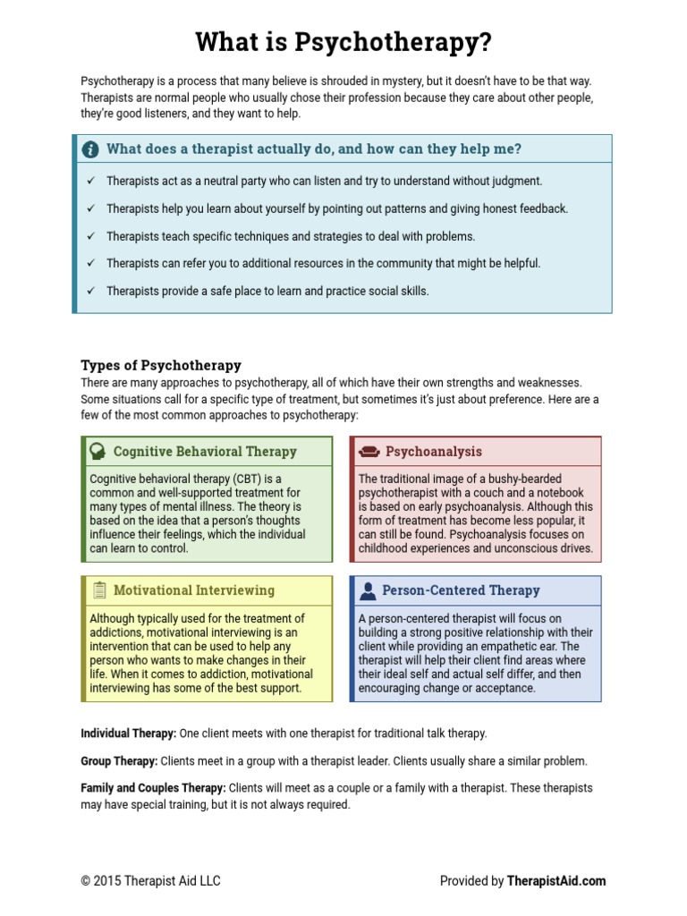 What Is Psychotherapy PDF Psychotherapy Therapy
