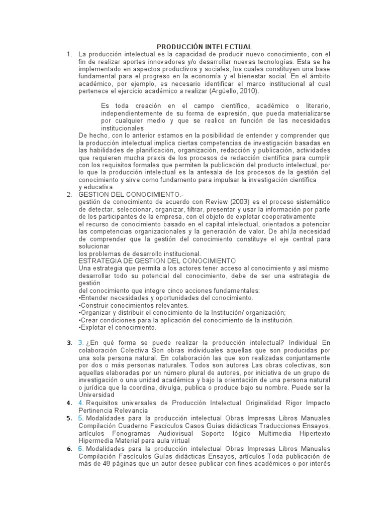 Produccion Intelectual Text | PDF | Conocimiento administrativo ...