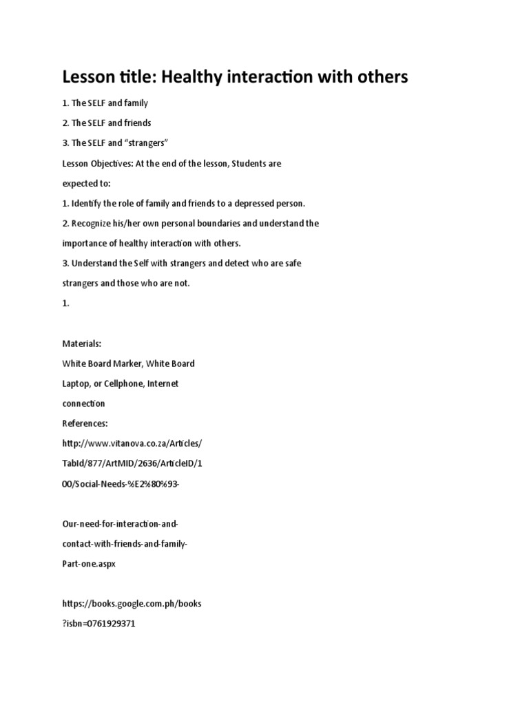 Healthy Interaction With Others | PDF | Friendship | Human Nature