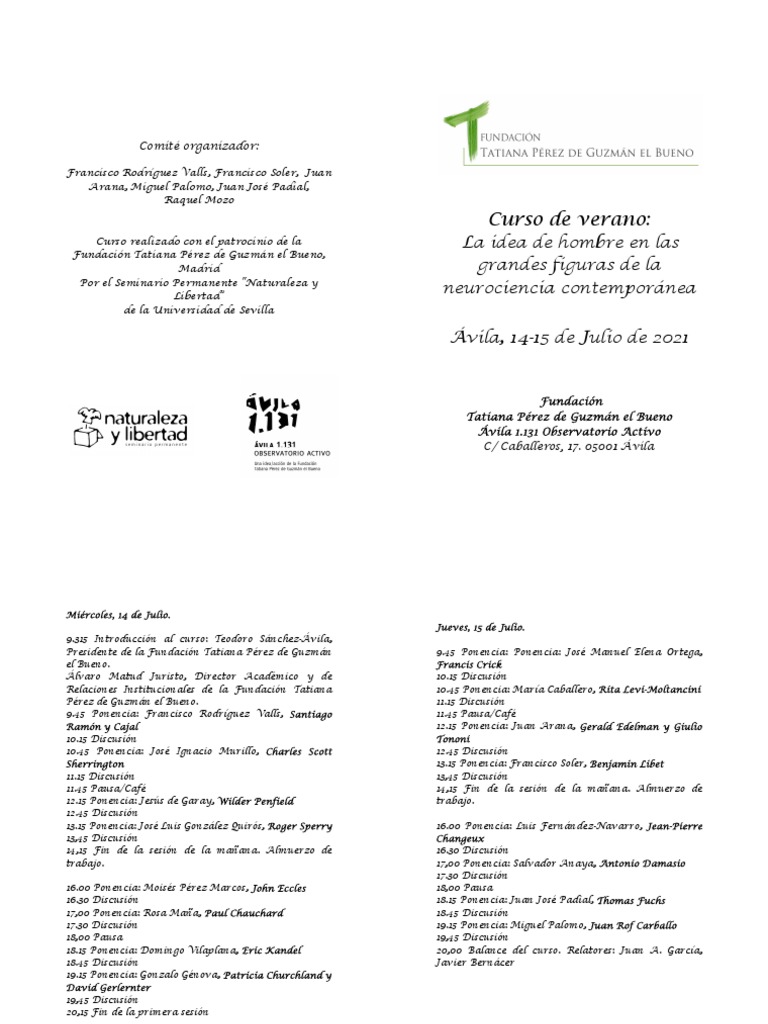 Programa Curso Avila 2021 | PDF | Neurociencia