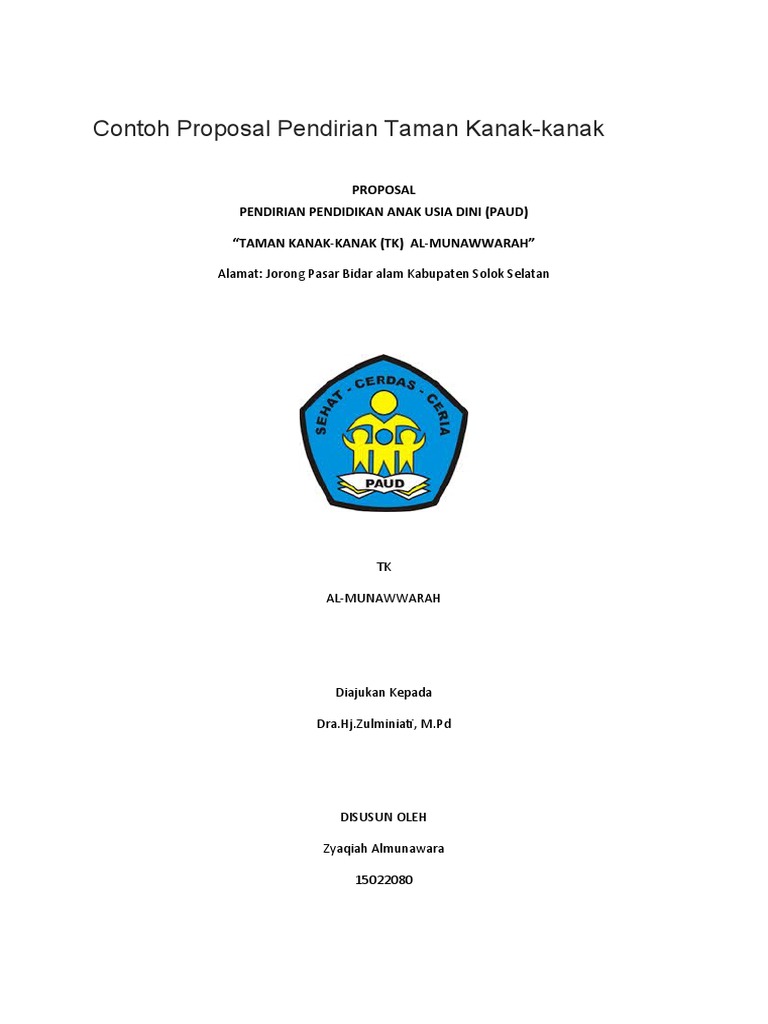 Proposal Pendirian TK | PDF