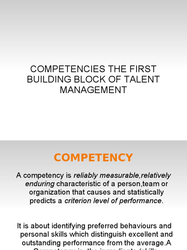 Competencies The First Building Block of Talent Management | PDF ...