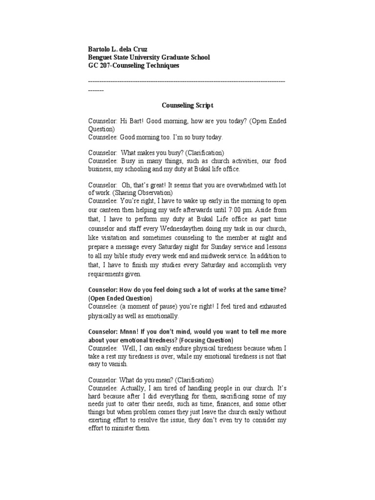 Counselling Session | PDF