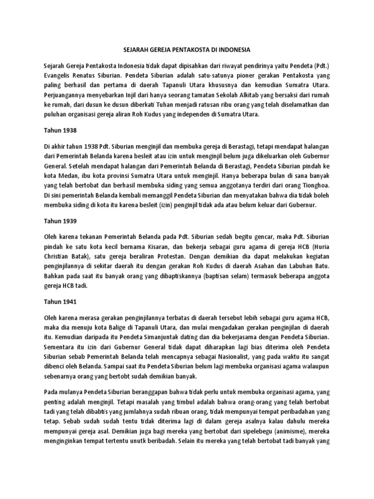 Sejarah Gereja Pentakosta Indonesia | PDF
