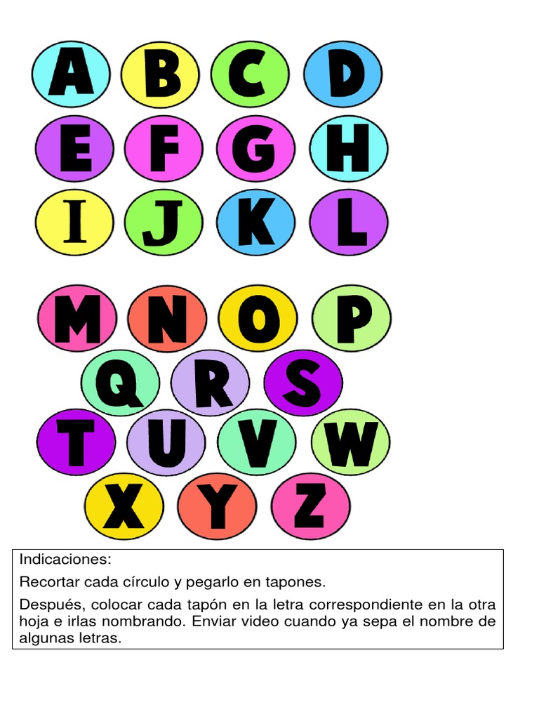 Abecedario en círculos para imprimir | PDF | Artes del Lenguaje y ...