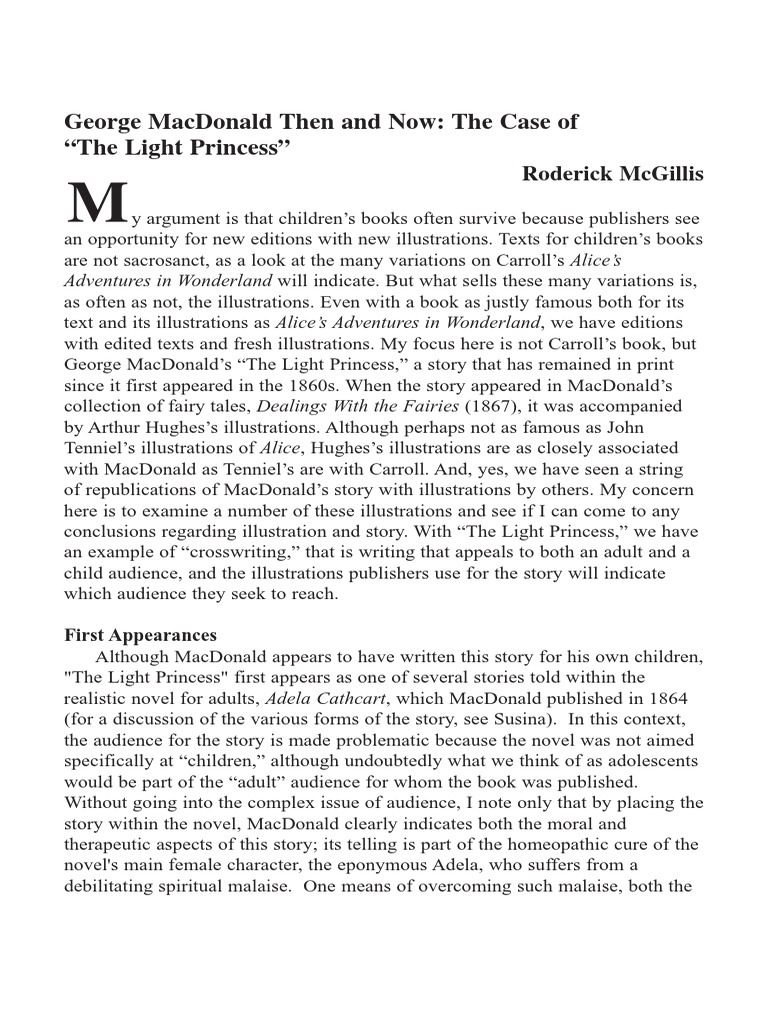George MacDonald Then and Now The Case of 'The Light Princess ...