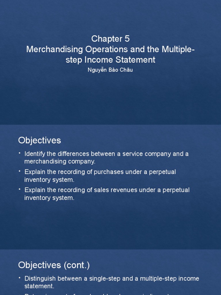Chapter 5 - Merchandising Operations and The Multiple-Step Income ...