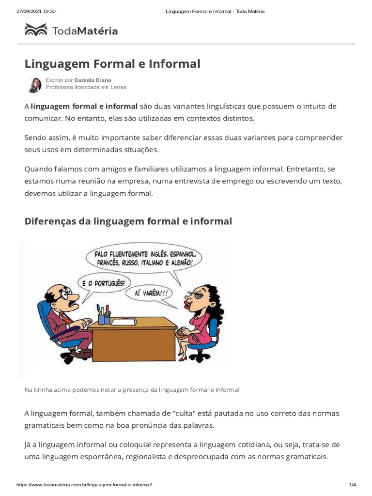 Linguagem Formal E Informal: Entenda Diferenças - BZRBW