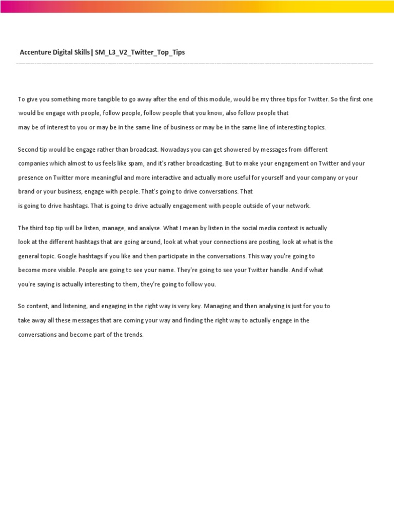 SM L3 V2 Twitter Top Tips | PDF