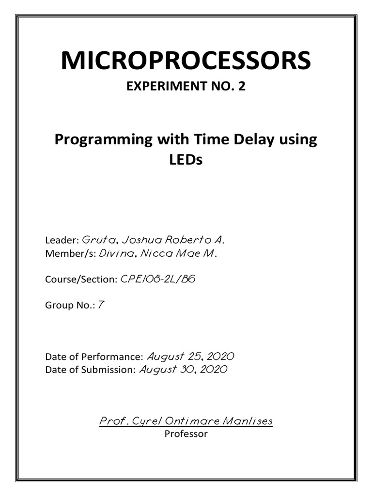 Microprocessors: Programming With Time Delay Using Leds | PDF | Bit ...