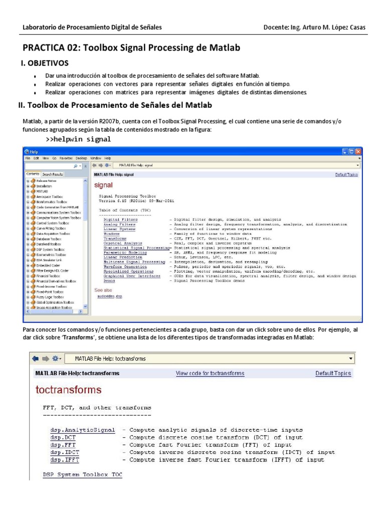Toolbox de Procesamiento de Señales | PDF | Matlab | Matriz (Matemáticas)