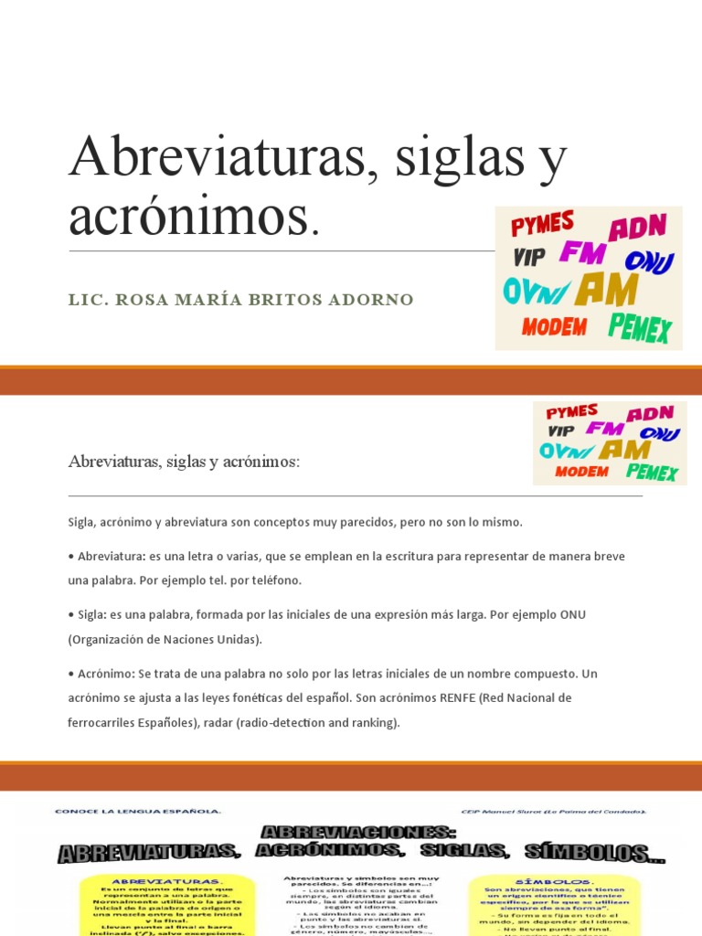 Abreviaturas, Siglas y Acrónimos | PDF | Acrónimo | Referencia
