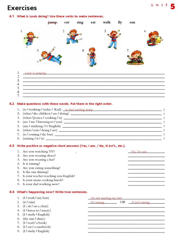 4.2 Present Continuous (Grammar - Exercises) | PDF | English Language ...