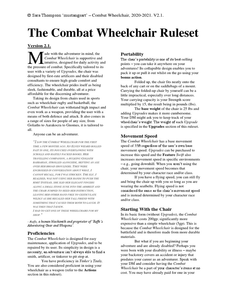 The Combat Wheelchair v2.1. Plain Text | PDF | Wheelchair | Knight
