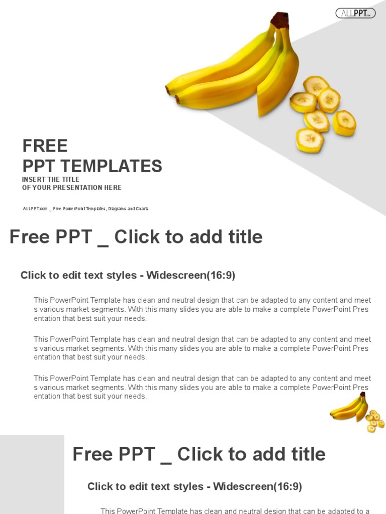 Bananas Whole and Sliced On White Background PowerPoint Templates ...
