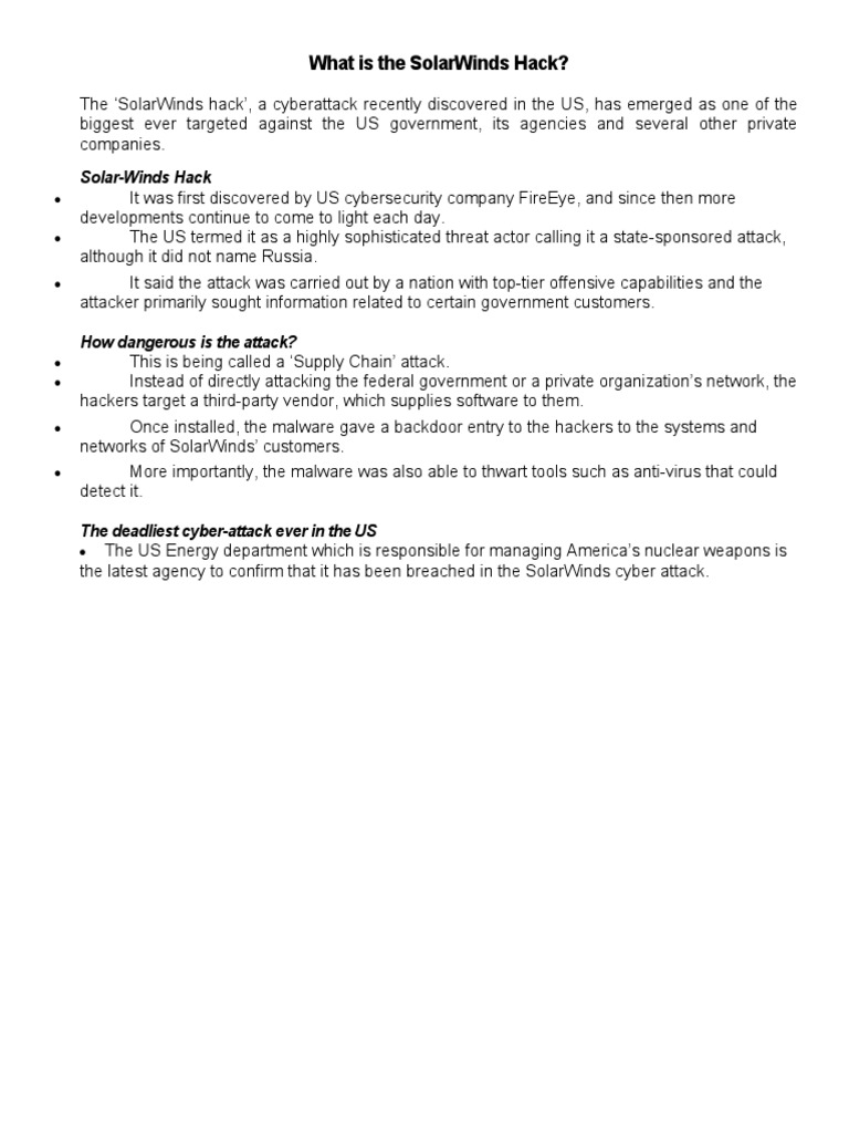 What Is The SolarWinds Hack | PDF
