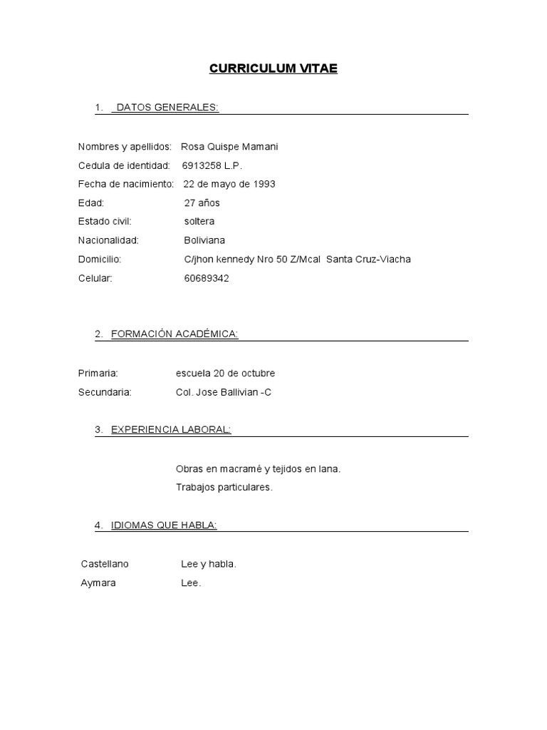 Curriculum Vitae Rosita | PDF