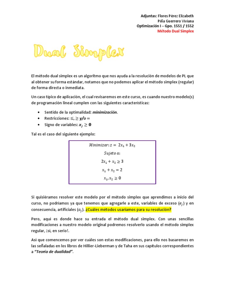 Dual - Simplex | PDF | Optimización Matemática | Análisis numérico