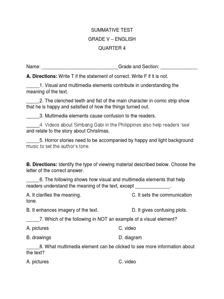 Summative Test 5 | PDF | Multimedia | Cognition
