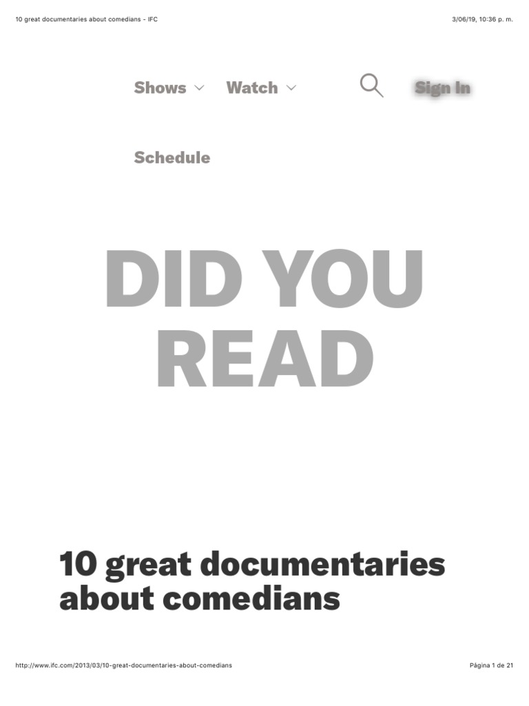 Top 10 Documentaries on Comedians | PDF | Stand Up Comedy | Entertainment