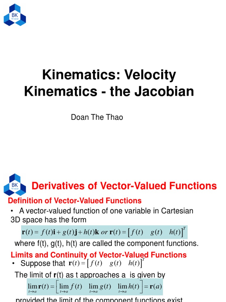 6 Kinematics Velocity Kinematics The Jacobian | PDF | Derivative ...