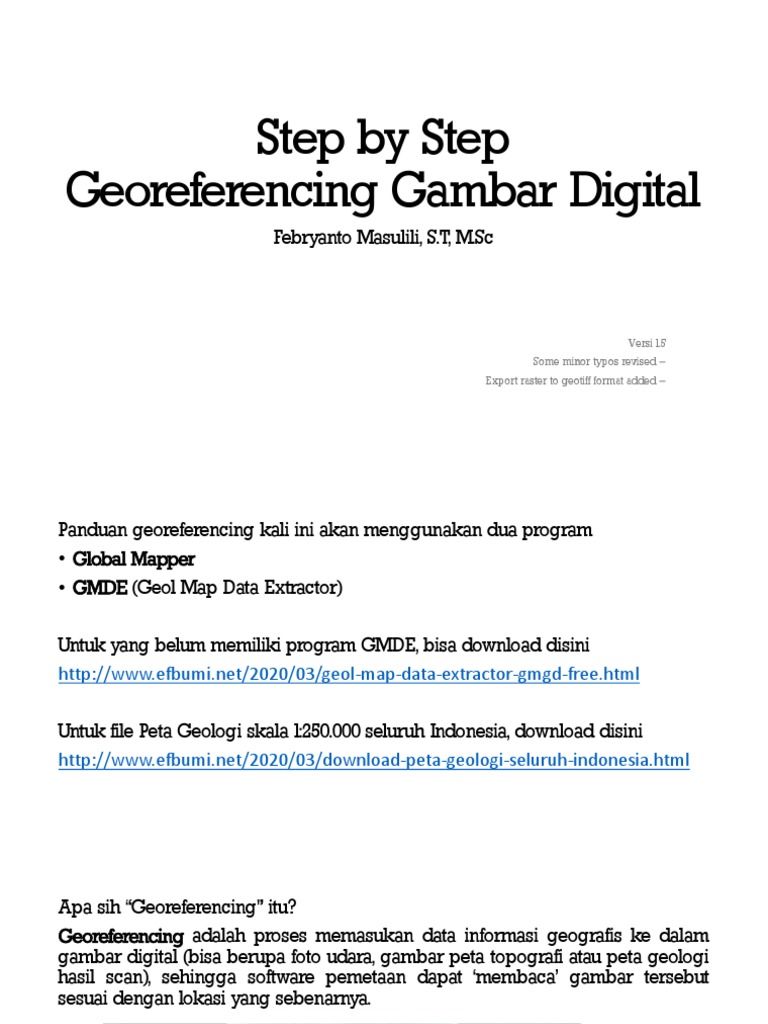 Step by Step Georeferencing Gambar Digital - Tutorial Global Mapper | PDF