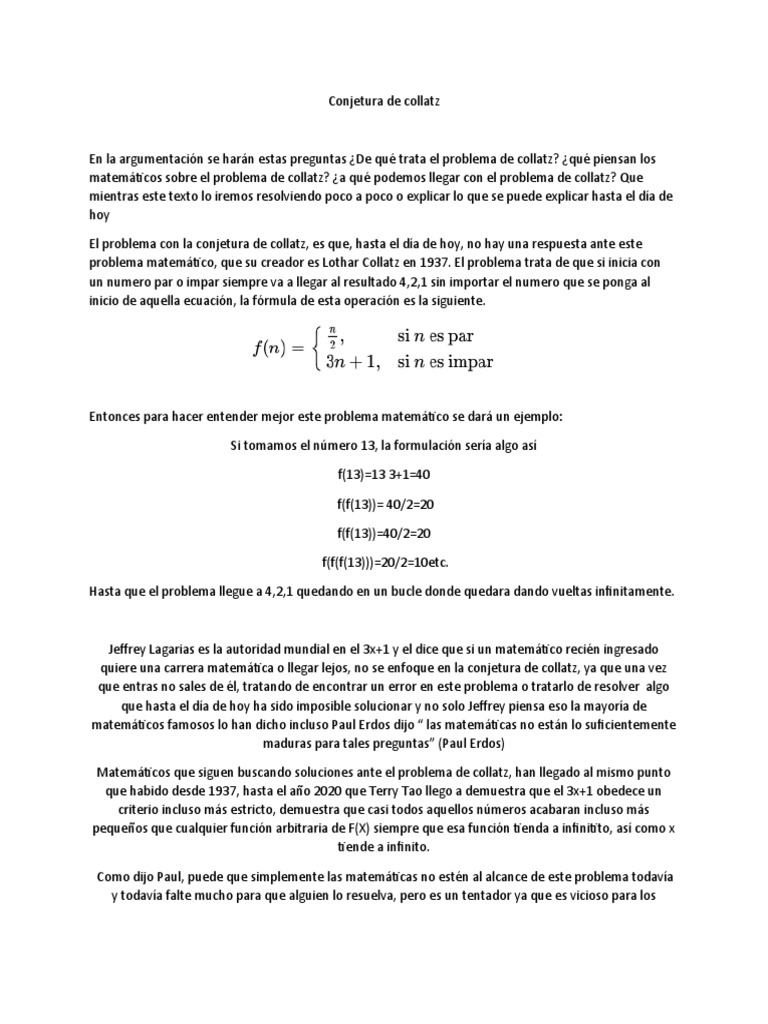 Conjetura de Collatz | PDF | Matemáticas