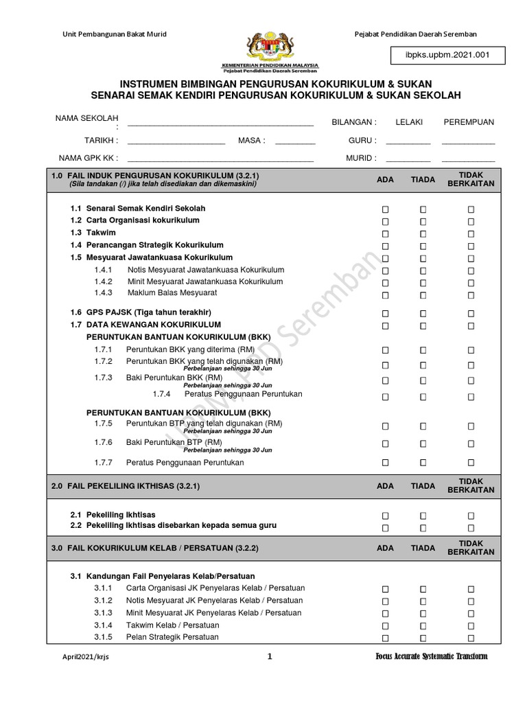 Instrumen Bimbingan Pengurusan Kokurikulum Kendiri Sekolah 2021 - Versi ... Instrumen Bimbingan Pengurusan Kokurikulum Kendiri Sekolah 2021 - Versi ...