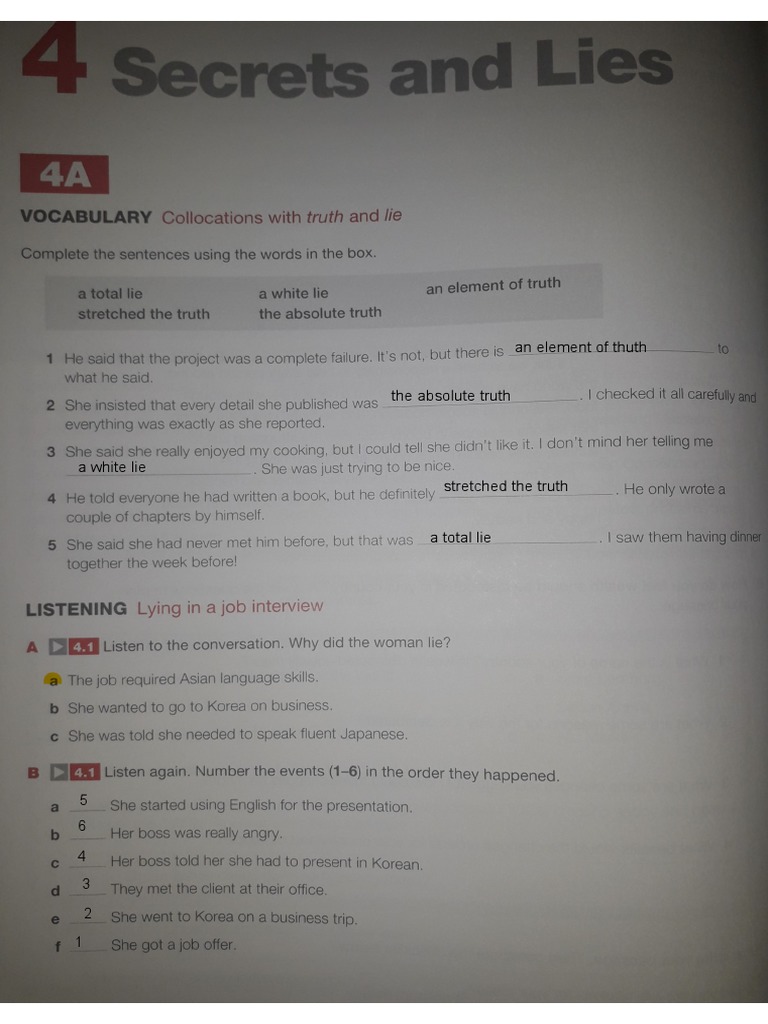 Workbook Unit 4 - 4a, 4b, 4c | PDF