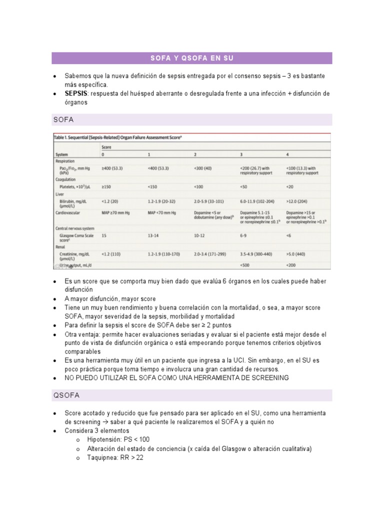 SOFA vs qSOFA en Diagnóstico de Sepsis | PDF | Septicemia | Salud pública