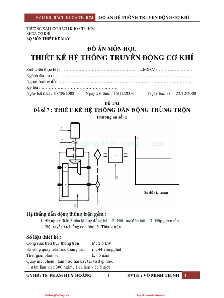 Co So Thiet Ke May Tran Thien Phuc Thiet Ke He Thong Dan Dong Thung Tron | PDF