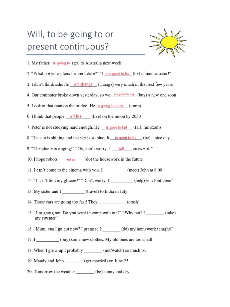 Future Tense Practice Worksheet | PDF | Games & Activities | Language ...