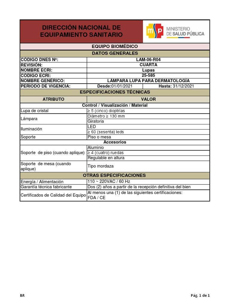 Lam-06-R04 Lámpara Lupa para Dermatología | PDF