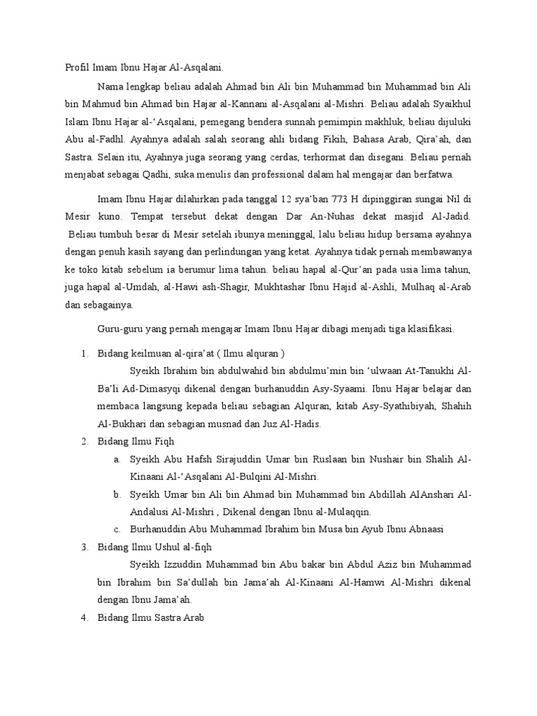 Biografi Imam Ibnu Hajar | PDF