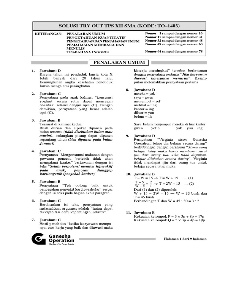 Solusi To Agustus TPS To-1403 | PDF