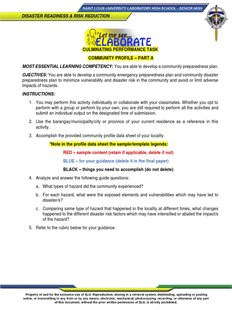 DRRR Culminating Performance Task Part A | PDF | Disaster Risk ...