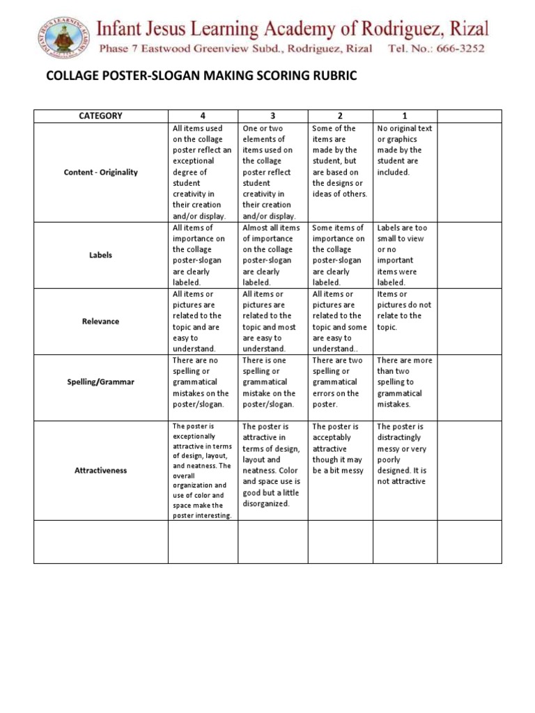 Creating an Effective Collage Poster-Slogan: A Rubric for Assessment ...